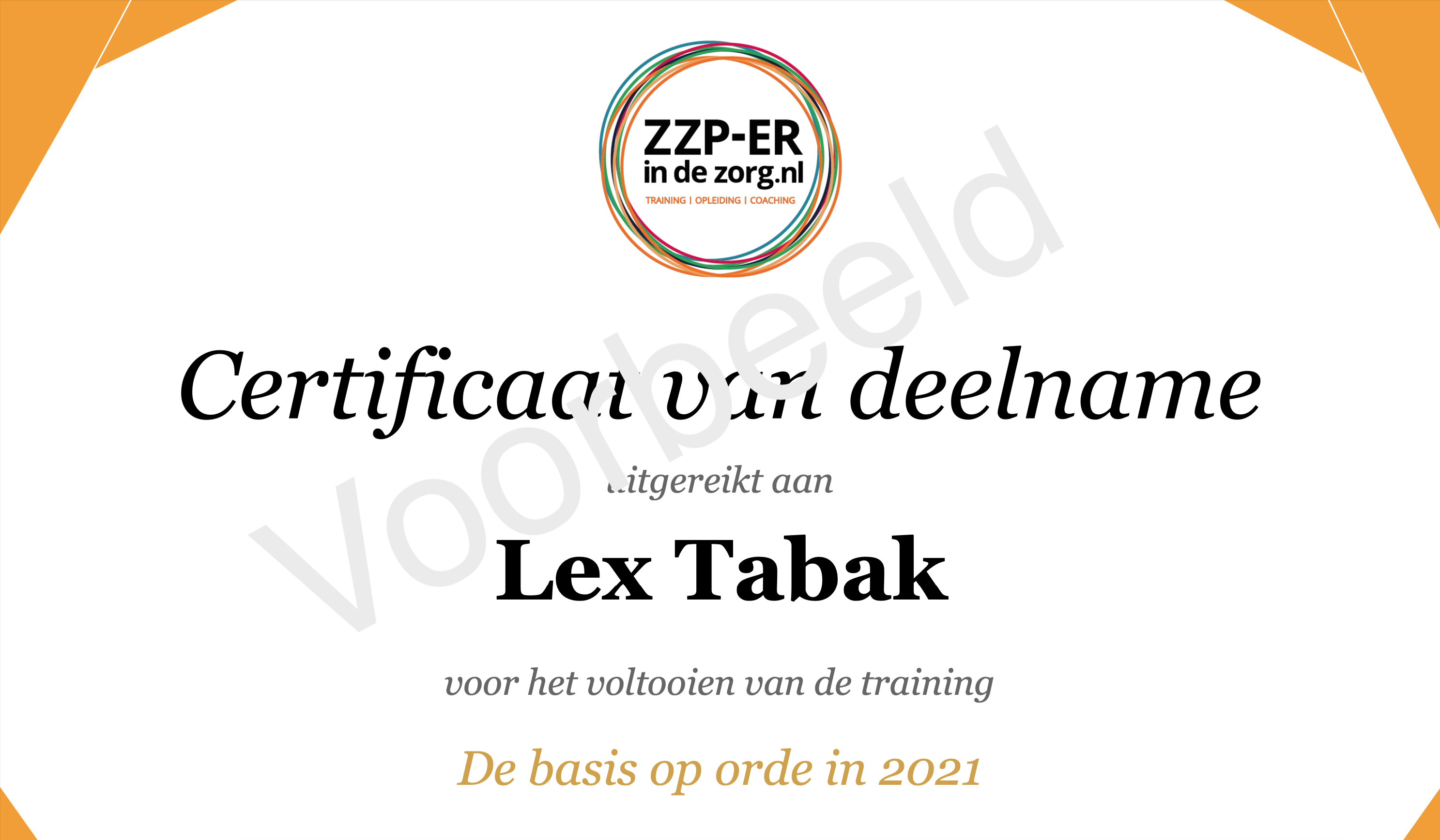 Certificaat 'De basis op orde' voor zzp'ers zorg - Lees meer